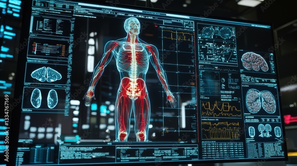 Futuristic AI-powered full-body scan in a modern diagnostics center ...