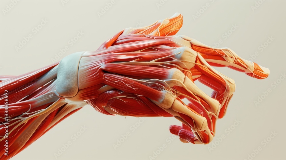 Detailed 3D medical visualization revealing human hand anatomy ...