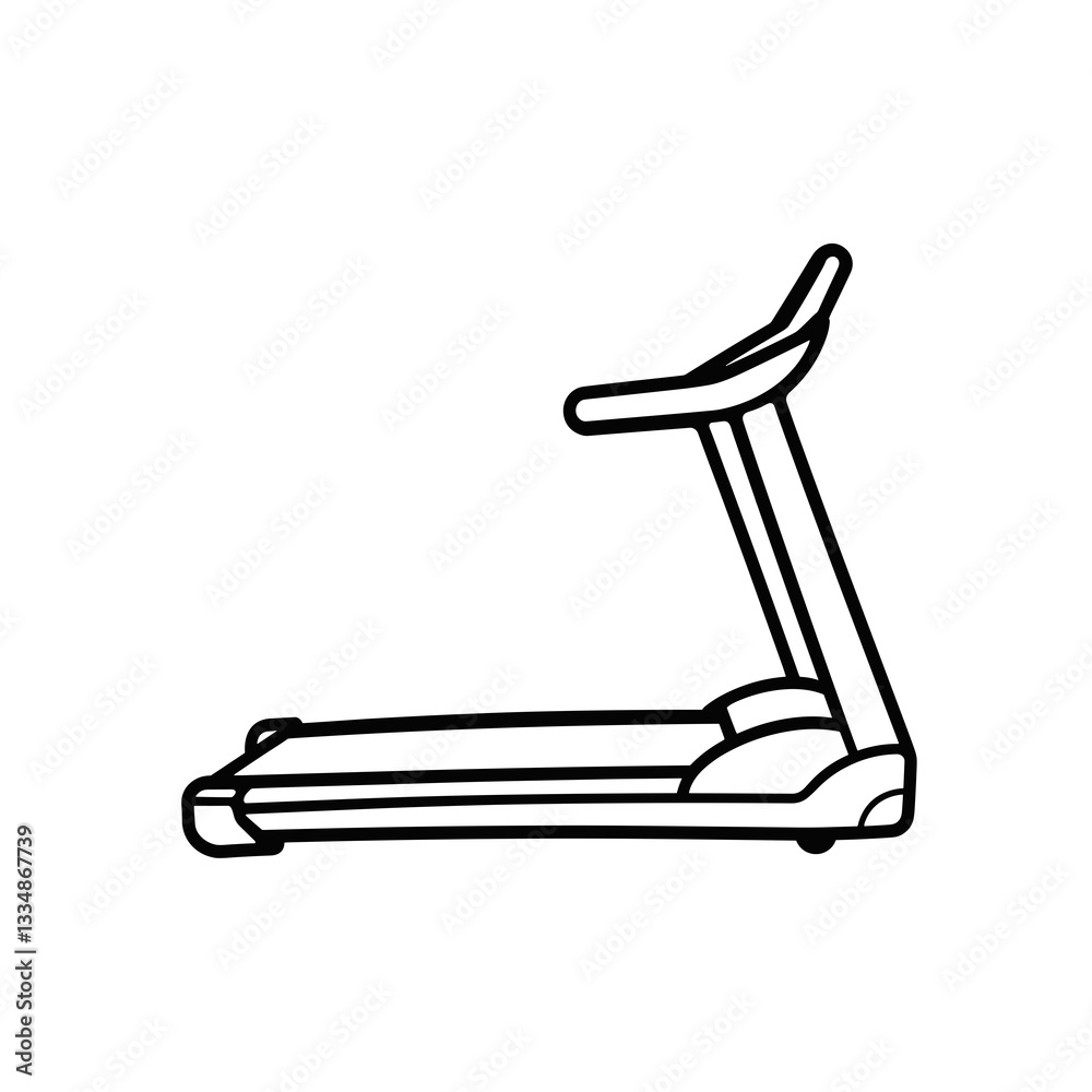 Fitness treadmill outline illustration on a transparent background ...