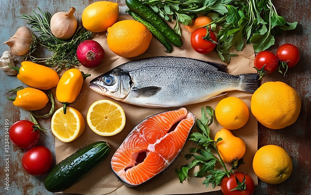 table full of all kinds of food in our daily diet includes proteins ...