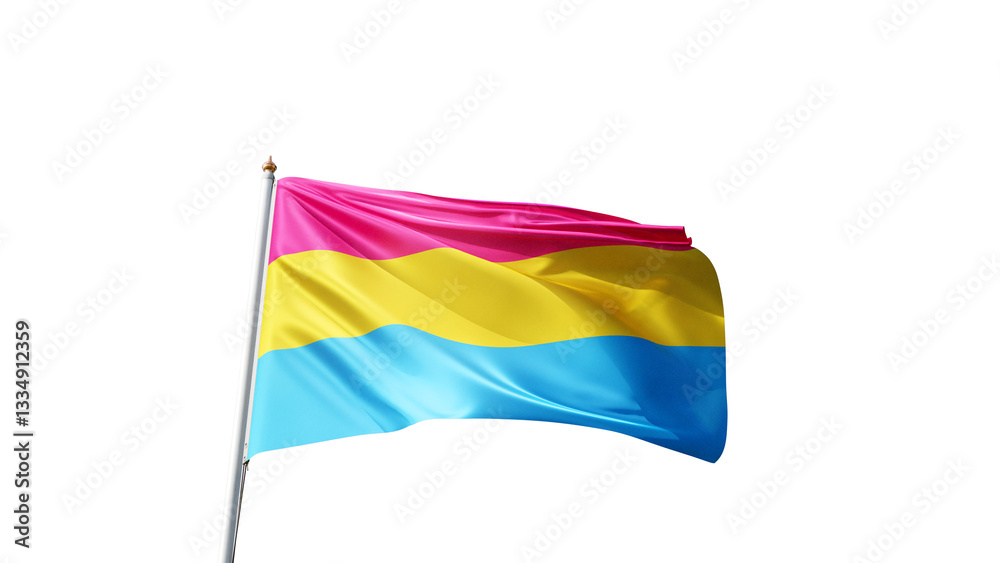 pansexual pride flag on a transparent background, waving in the wind ...