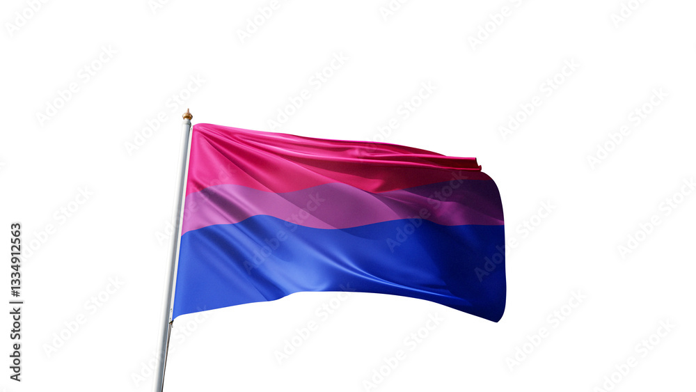 bisexual pride flag on a transparent background, waving in the wind ...