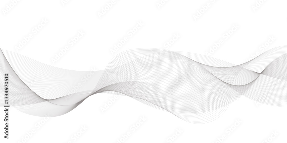 Abstract wavy grey stream element for design on transparent background ...