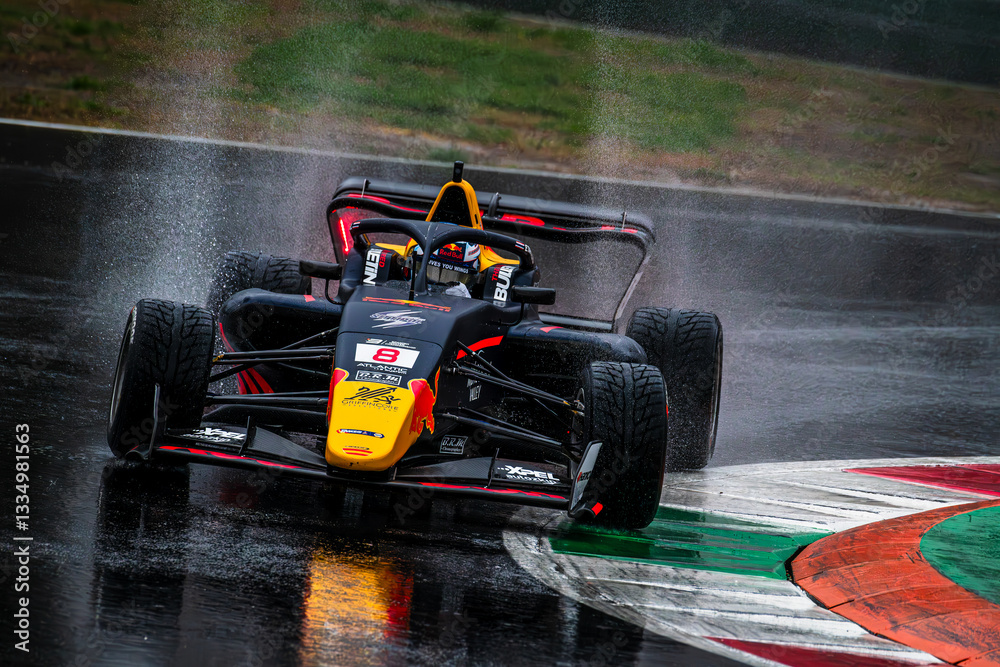 A thrilling car race at Monza, with powerful engines roaring through ...