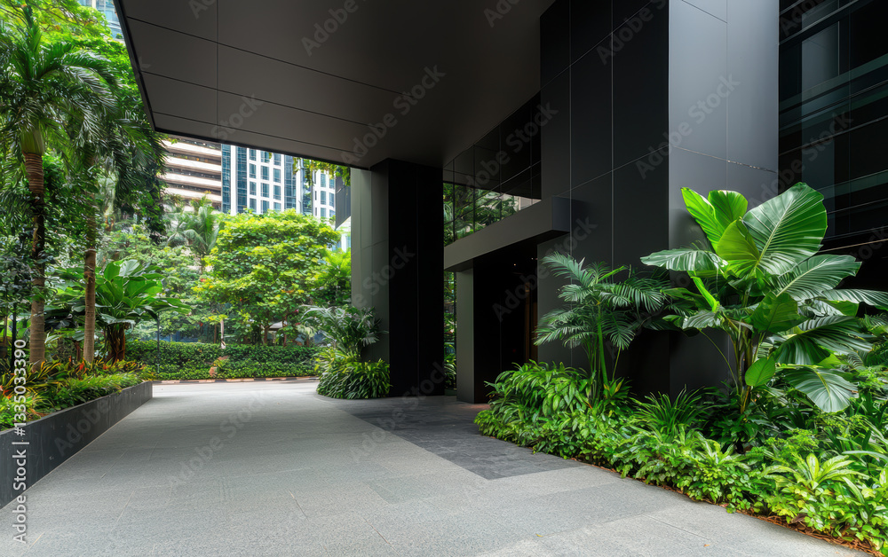 Ultra-modern medical center with a transparent glass facade, steel ...