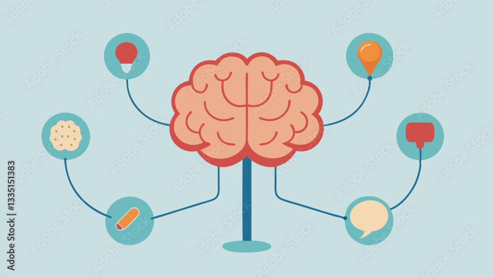 Mind Map A visual of a brain with branches labeled with different ...