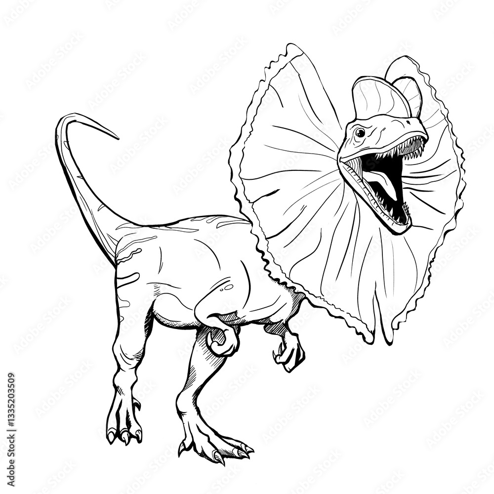 Dinosaur Hand drawing line art coloring book illustration, coloring ...