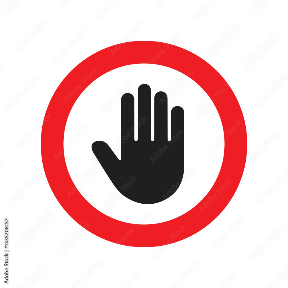 Vector de Stock Stop sign. No entry. Black arm in a red crossed circle ...