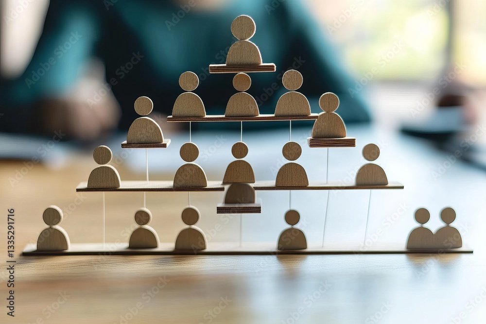 Foto de Stock Wooden Hierarchy Chart Team Structure Business ...