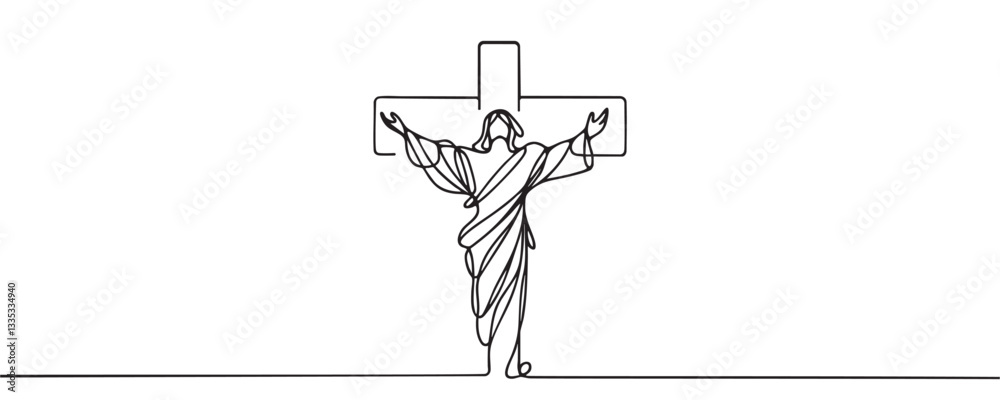 Image vectorielle Stock continuous line art of jesus christ. one line drawing of lord jesus ...