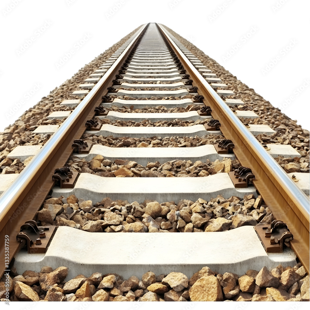Railway Track with Metal Rails and Gravel, Transportation System for ...