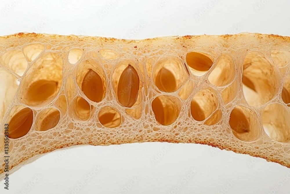 Close-up cross-section of a flax seed, showcasing its unique internal ...