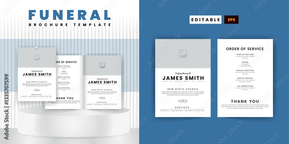 Funeral Template for Memorial Program. Minimalist Funeral Invitation ...