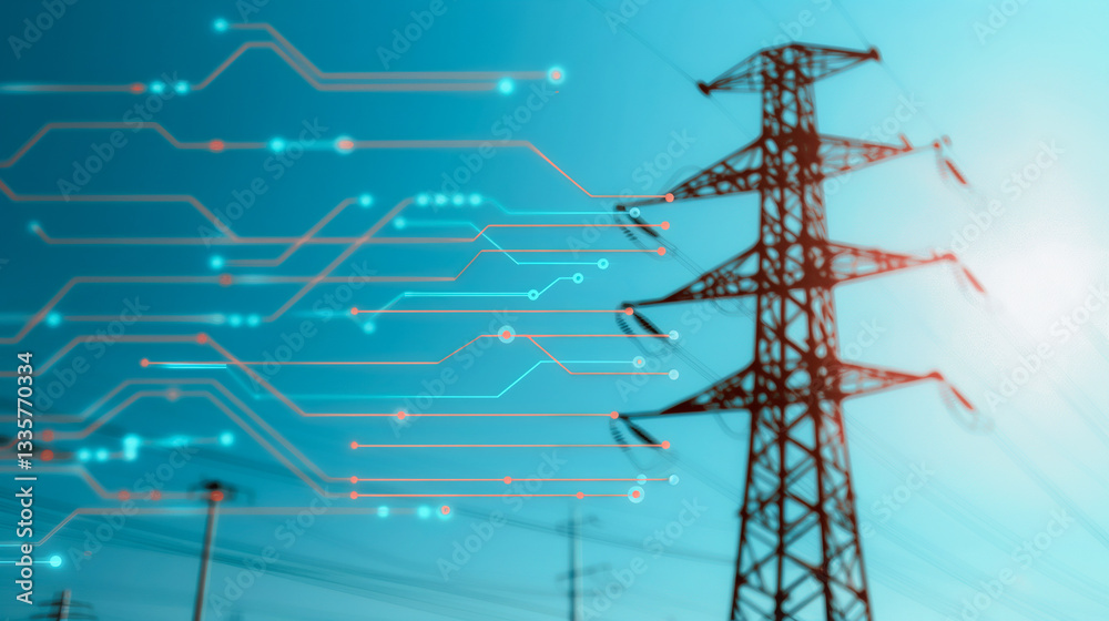 Power Grid Connectivity: A striking image of a power grid tower ...