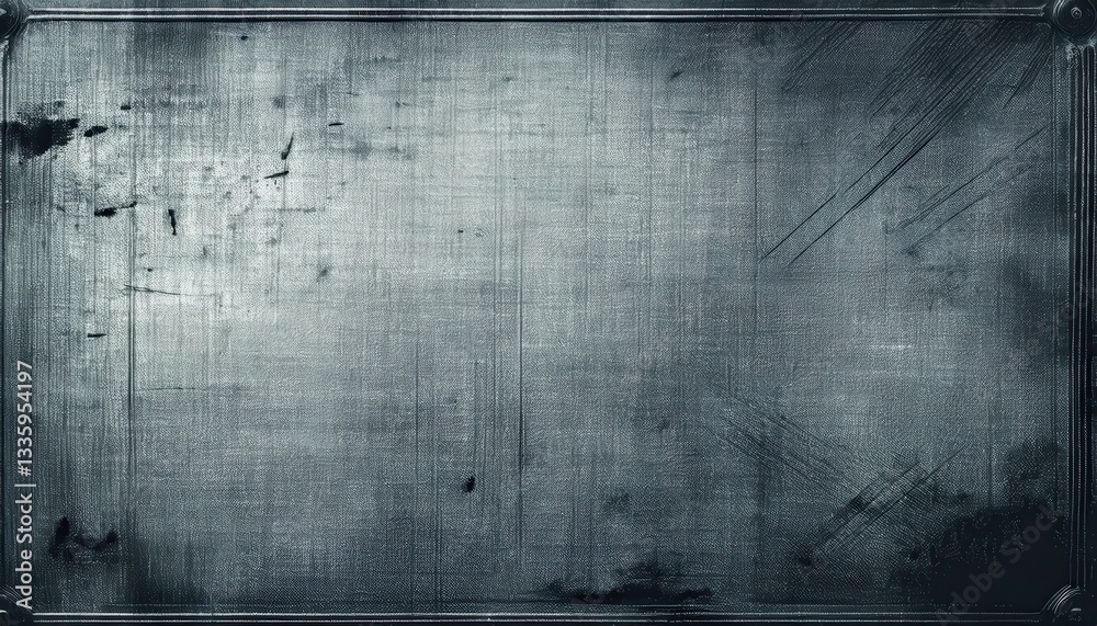 aged vintage metal texture with ornate border and scratches, antique ...