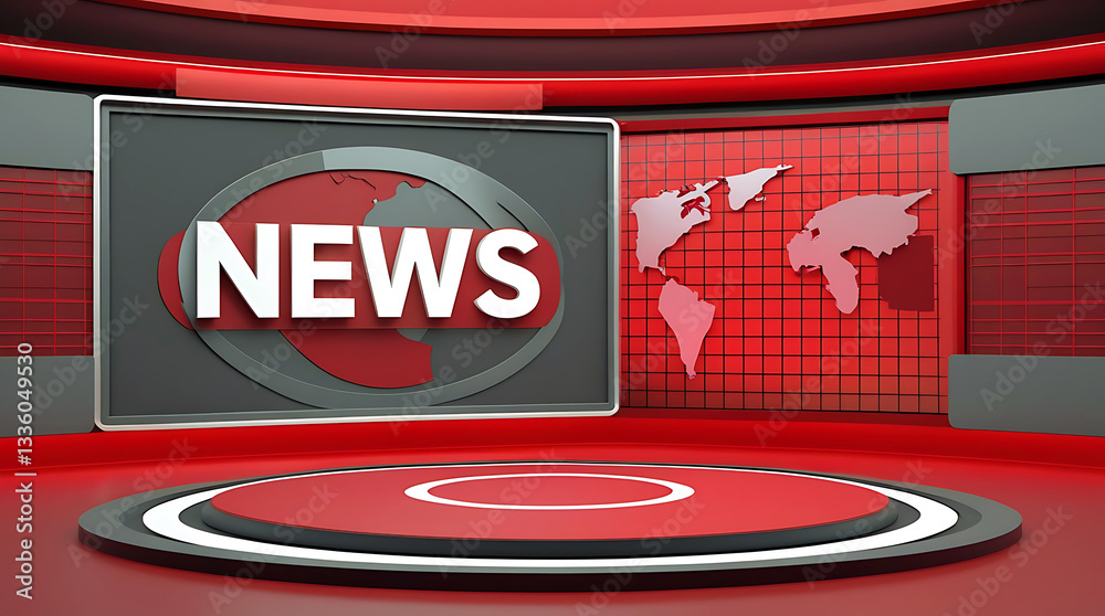 Professional News Studio Background | HD Virtual Newsroom Backdrop ...