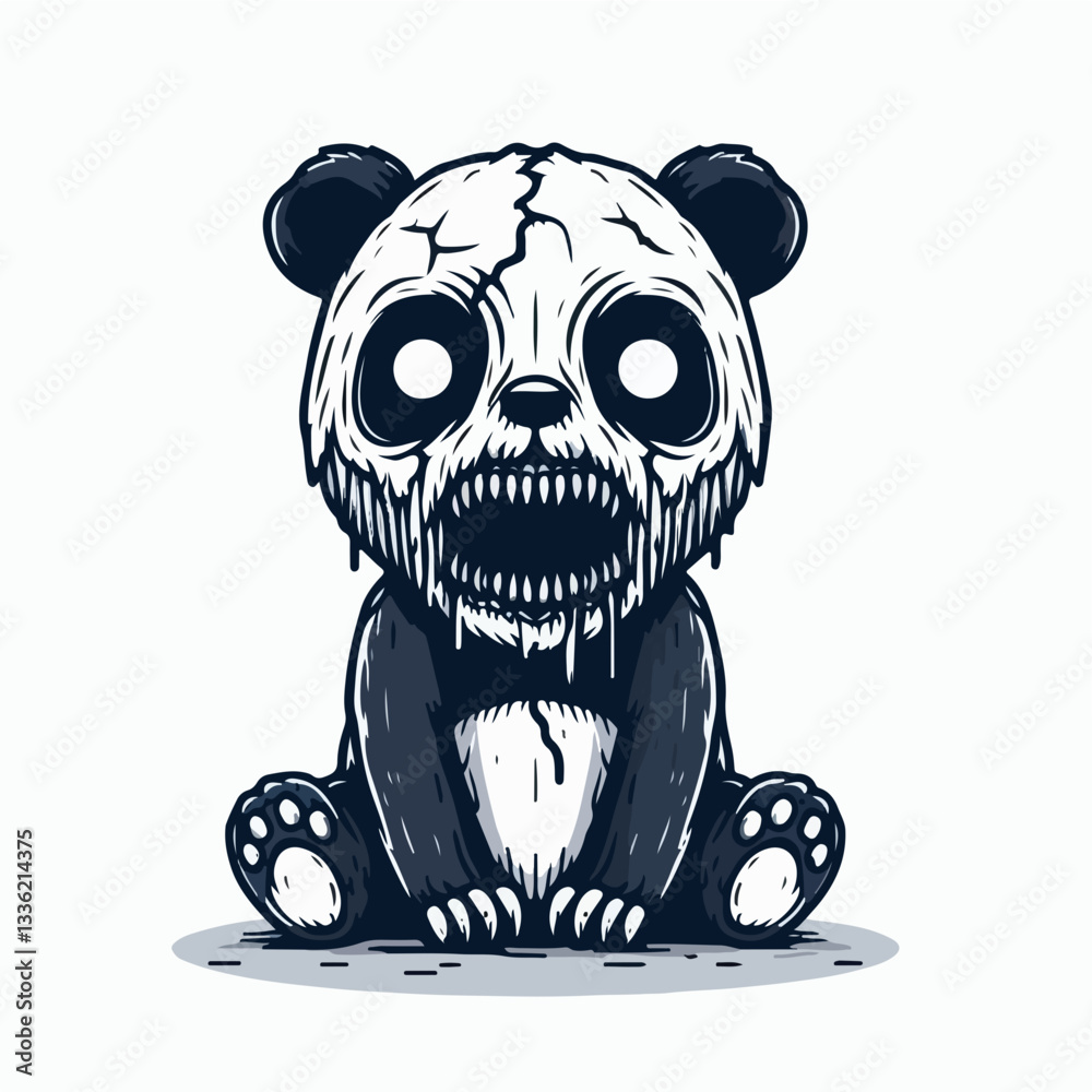 Zombie Panda Illustration: A chilling illustration of a zombie panda ...