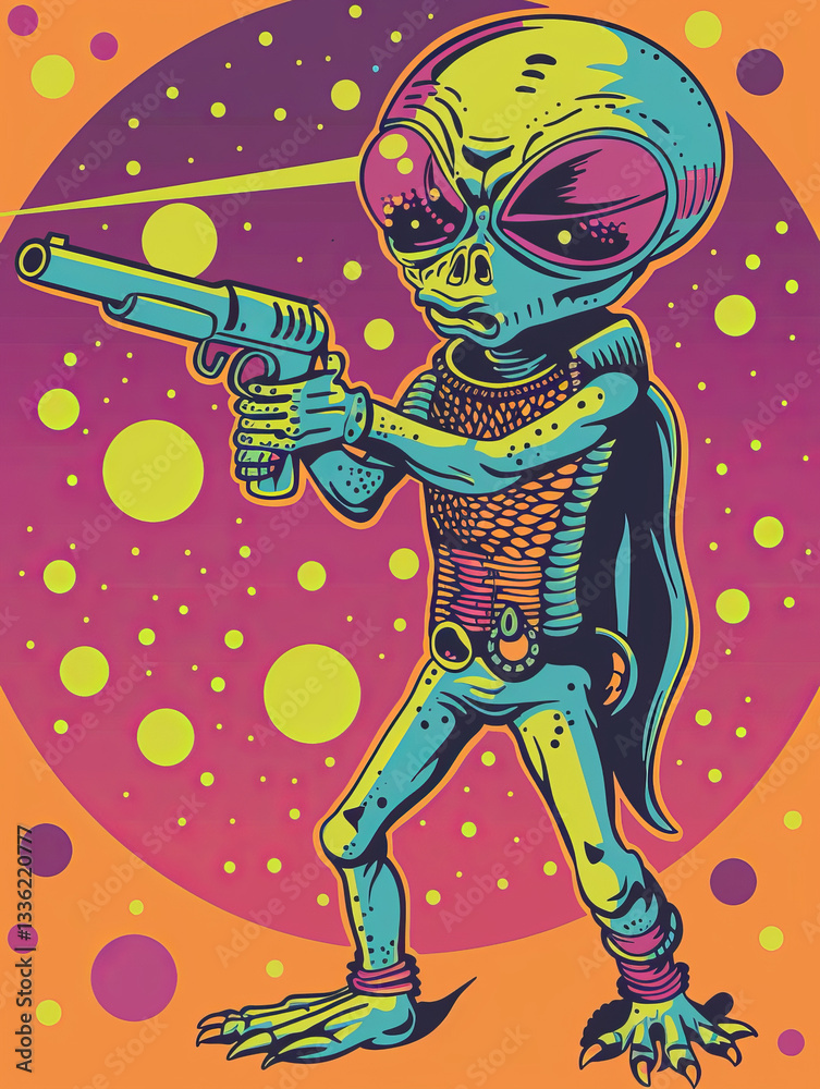 Stock-Foto „Retro 1960s 1950s style vintage space alien little green ...