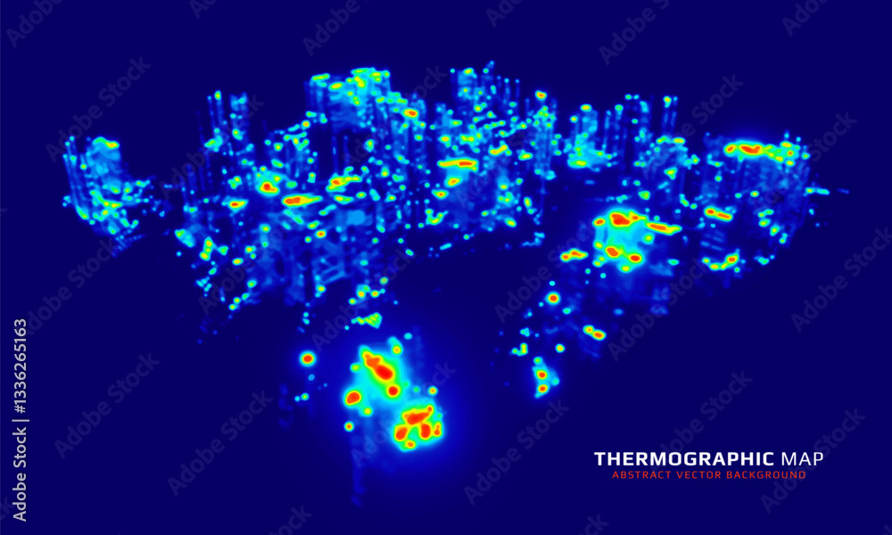 Heat map. Abstract infrared thermographic background. Temperature ...