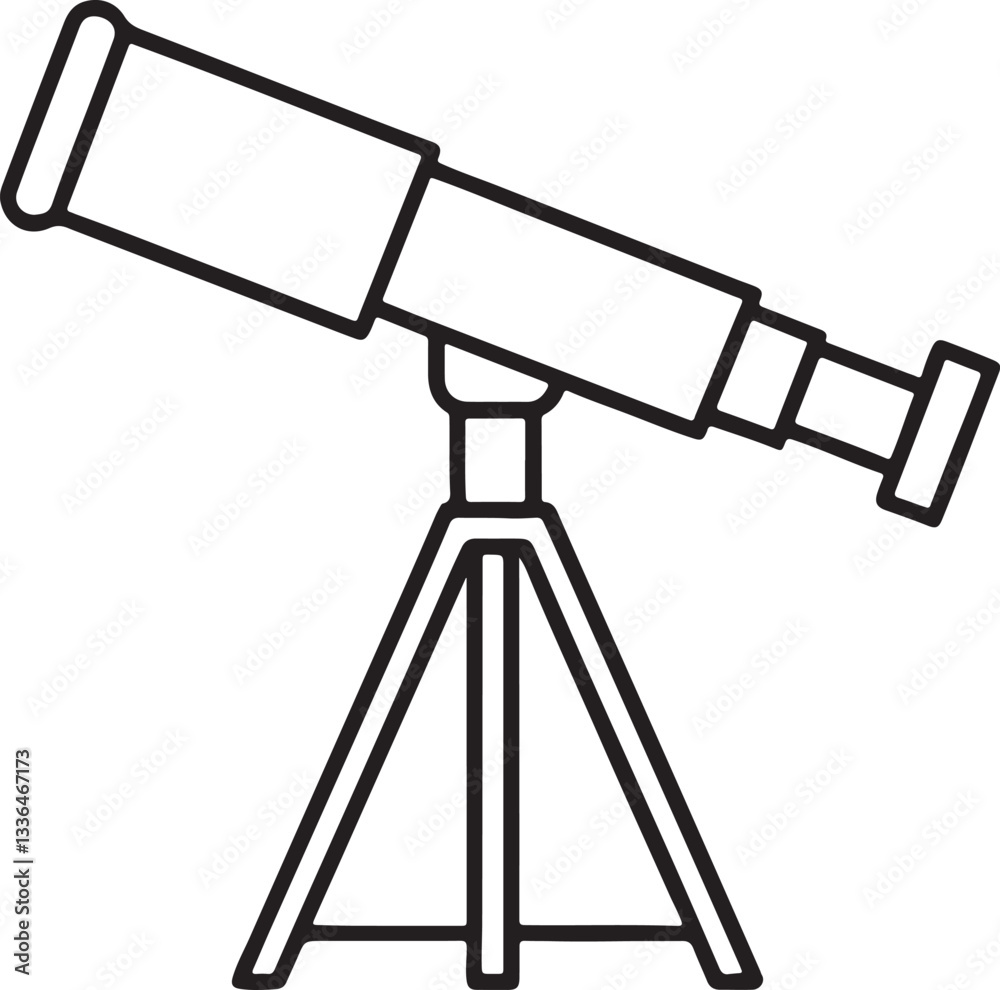 Telescope line art, black outline, vector and illustration, coloring ...