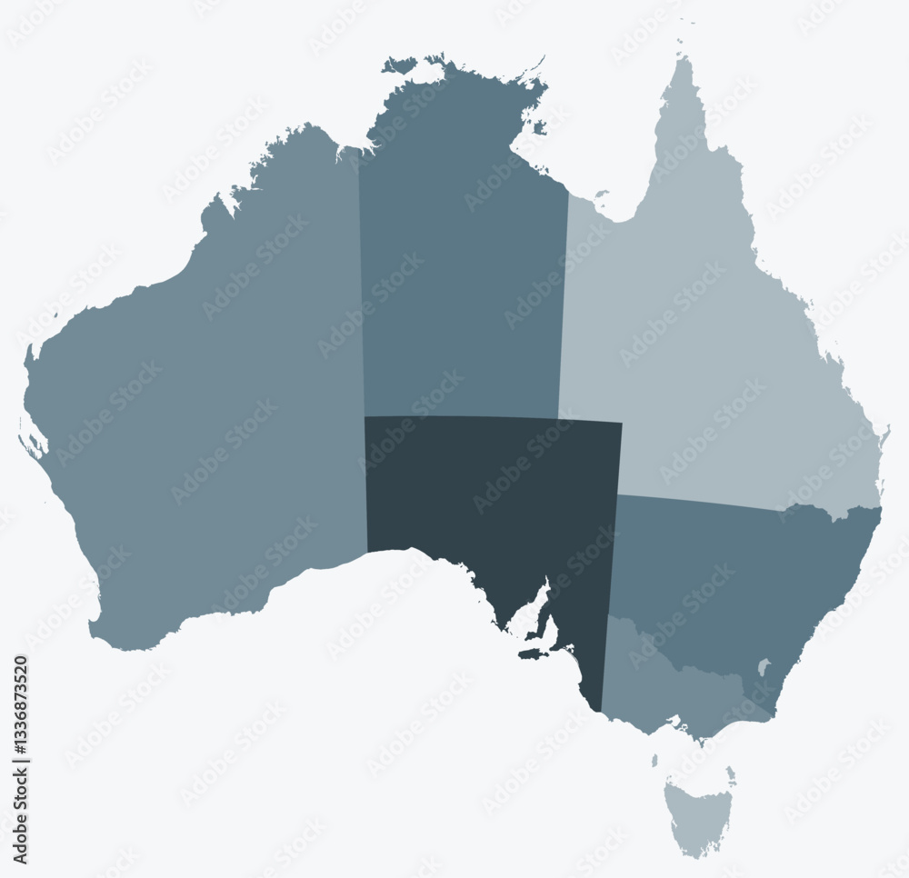 Map of Australia with regions. Just a simple country border map with ...