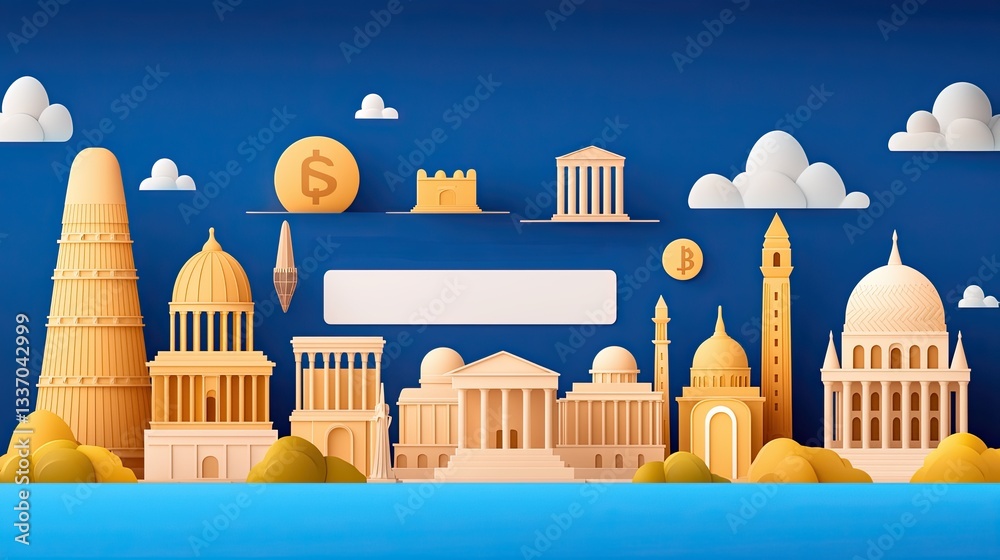 International Day for Monuments and Sites represented by a cartoon ...