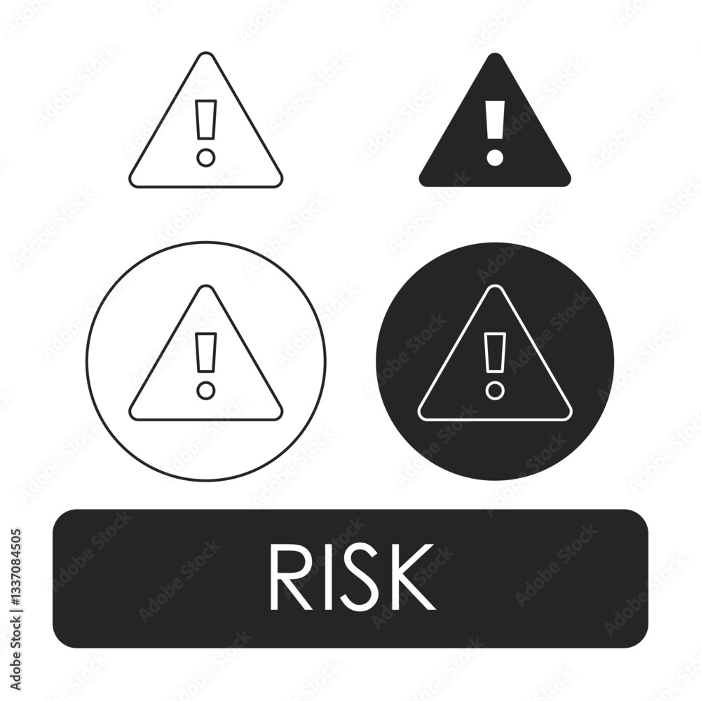 Risk icon set displaying business challenges, financial caution ...
