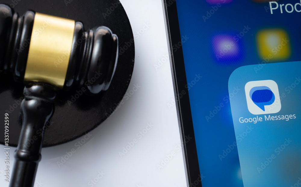 Dhaka, Bangladesh- 16 March 2025: A close up of an iPad screen displaying the google messages ...