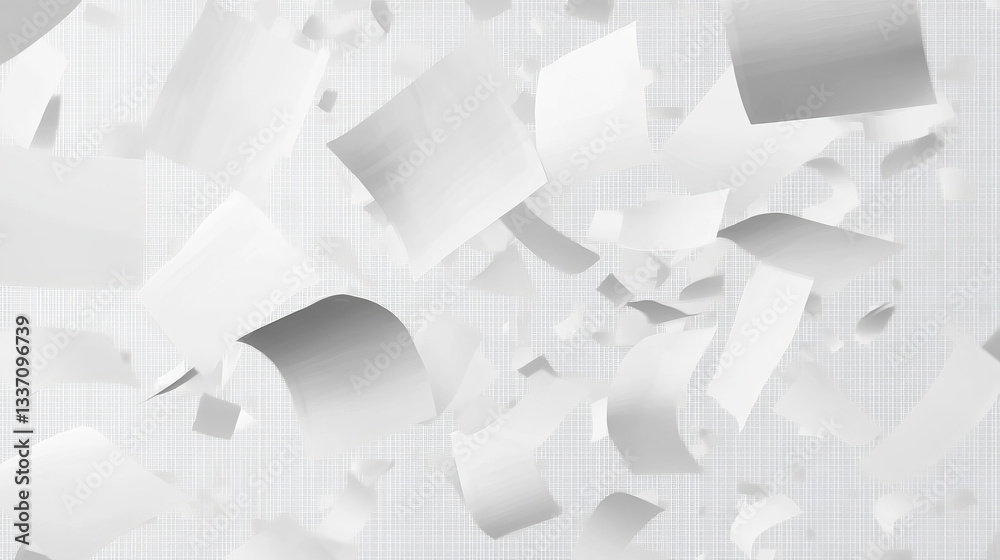 Fly papers set. Chaotic falling and flying empty white sheets group ...