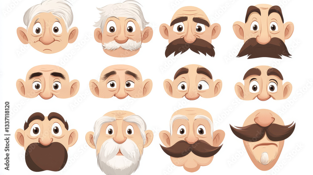 Ilustración de Stock Old man face animation constructor, cartoon ...