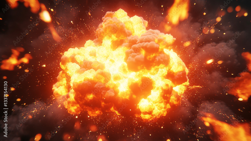 Bomb explosion, rocket hit animation effect. Vector sprite sheet of ...