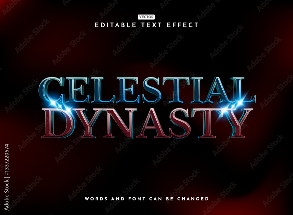 celestial dynasty 3d modern rpg fantasy medieval game logo text effect with blue sparkle Stock ...