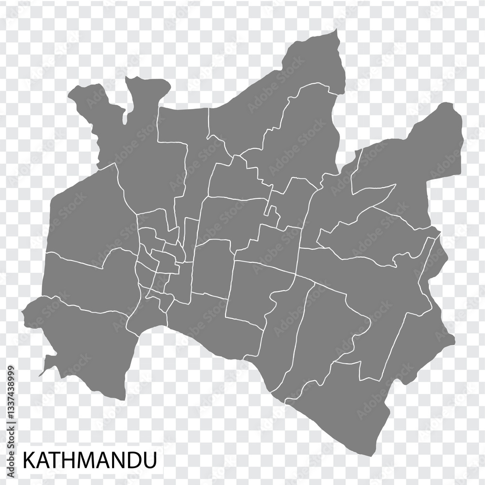 Vector de Stock High Quality blank map Kathmandu is a capital of Nepal ...