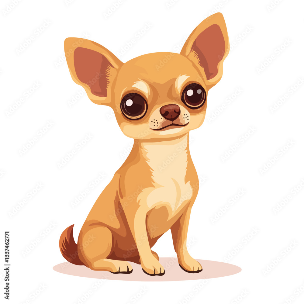 Cute Chihuahua Dog Full Body Flat Design Illustration Stock Vector ...