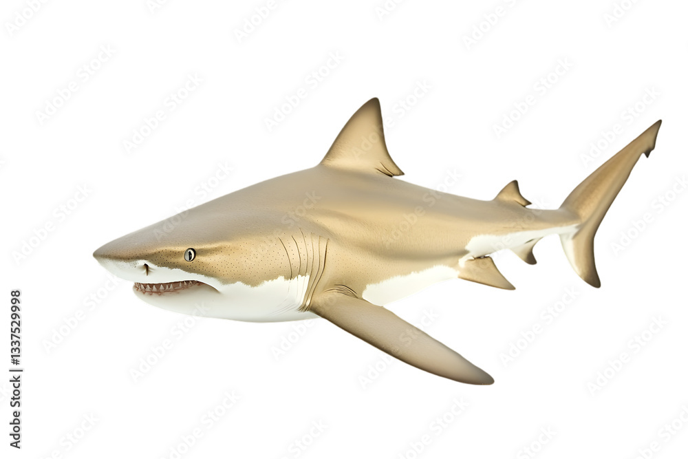 Tan Shark with Speckled Markings Swimming Laterally on Transparent ...