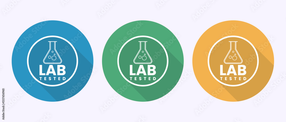 Lab tested icon. Laboratory testing product quality certificate symbol ...