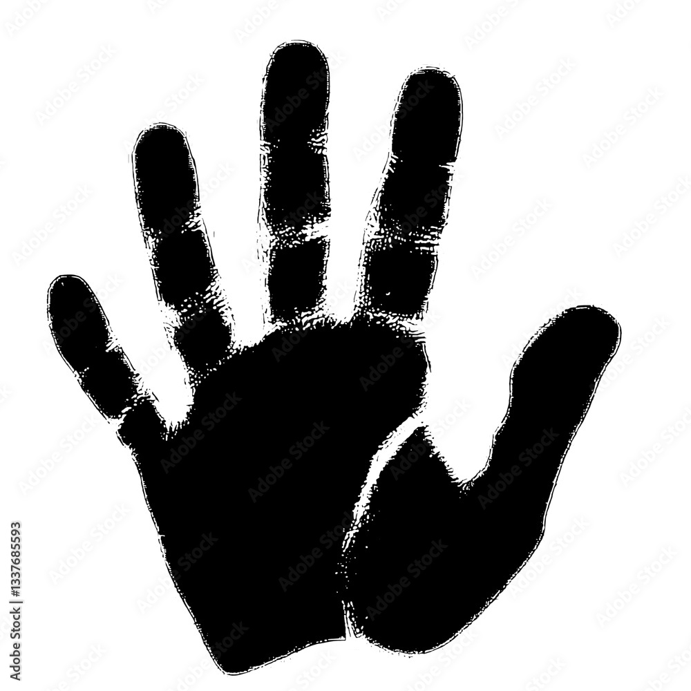 handprint silhouette, on a white and transparent background, PNG. Stock ...