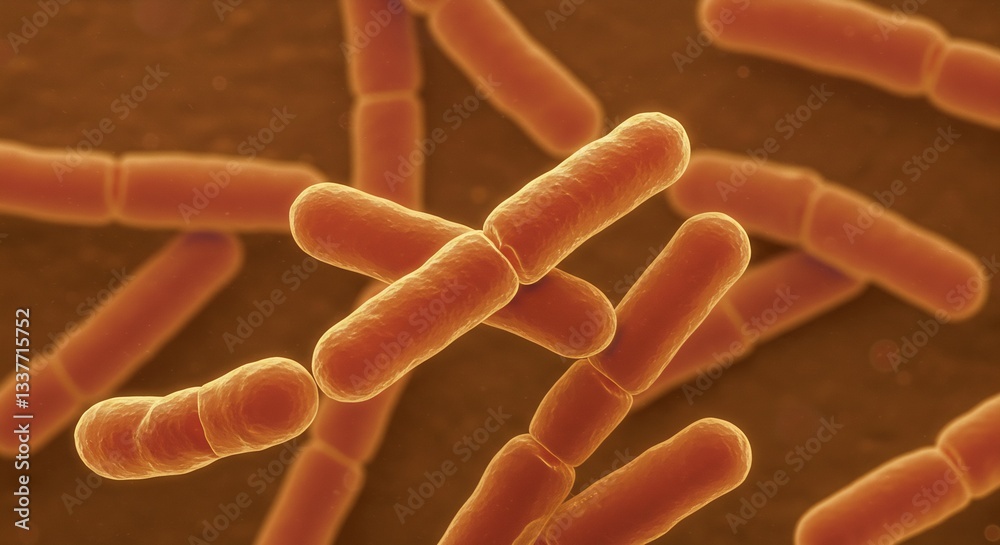 Microscopic 3D Render of Bacillus Bacteria Dividing, Illustrating ...
