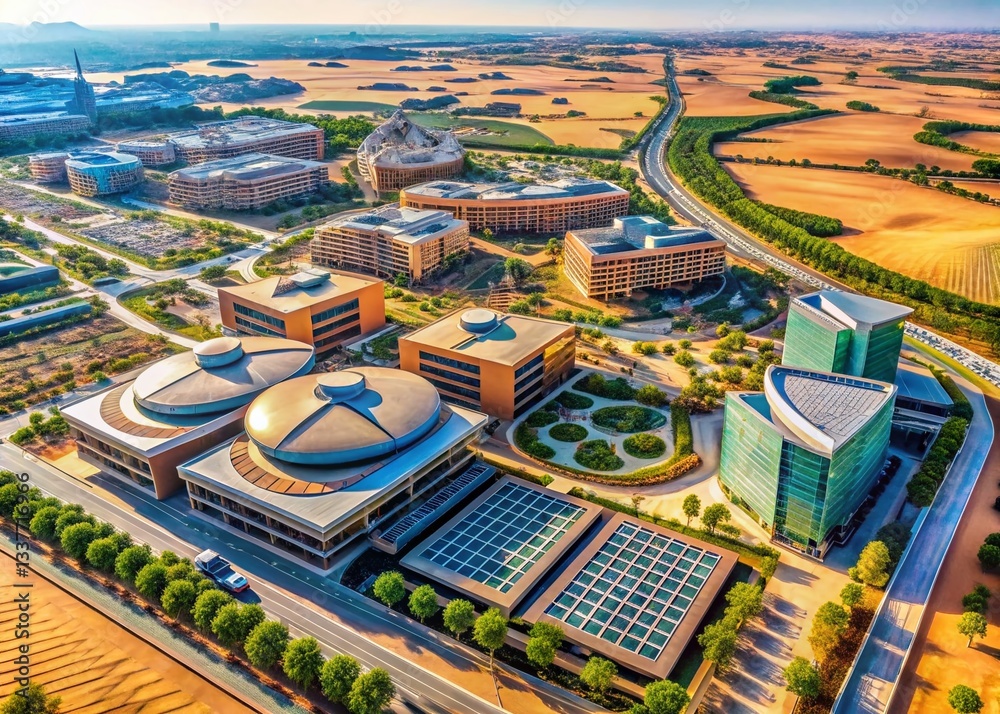 Masdar City Sustainable Campus Aerial View, Abu Dhabi, UAE - Eco ...