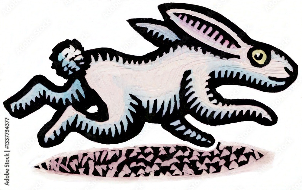 spot illustration of running white rabbit Stock Illustration | Adobe Stock