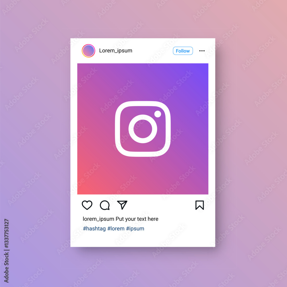 เวกเตอร์ Stock instagram post mockup vector. social media instagram ...