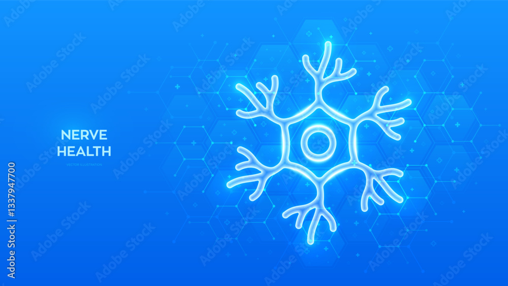 Nerve cell icon. Human neuron cell, unit of the nervous system. Nerve ...