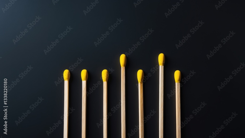 Matches with yellow heads illustrating the number five depicted as ...