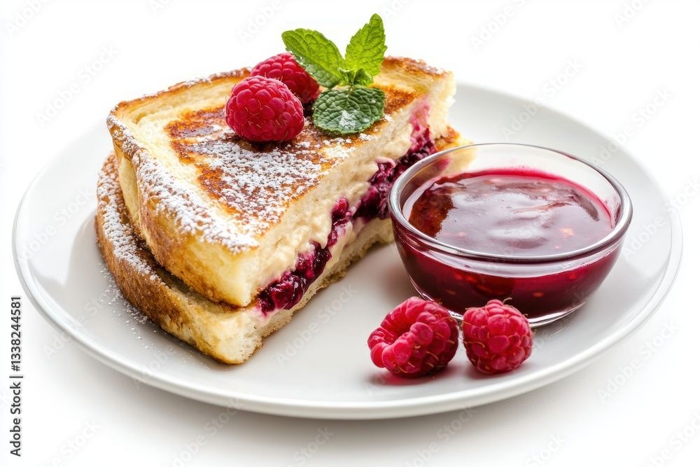 Delicious raspberry toast with cream cheese filling alongside jam ...