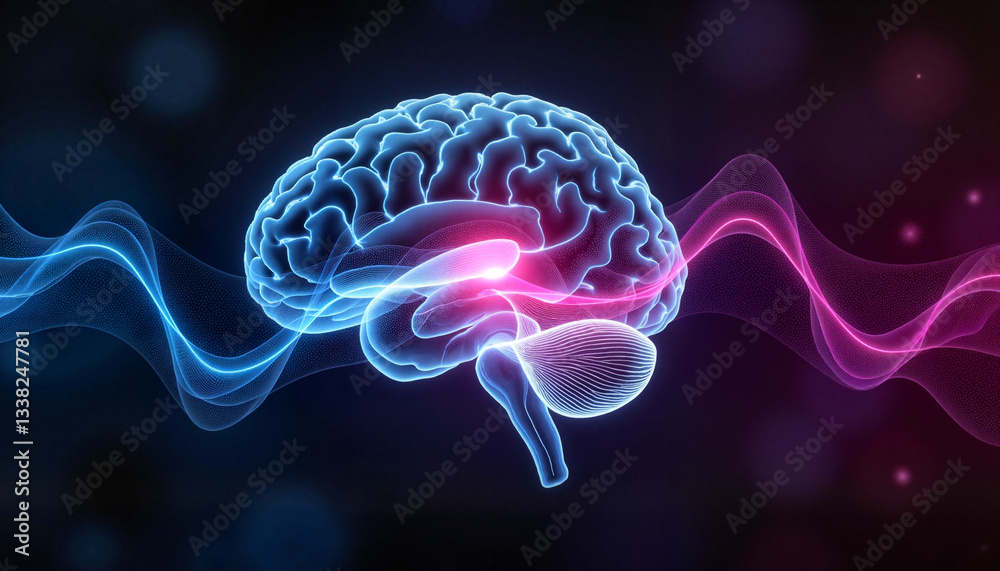 Neuroplasticity illustrated in vibrant brain diagram, neurological ...