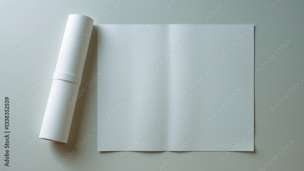 Blank mockup featuring a roll, top view isolated. Creative background ...