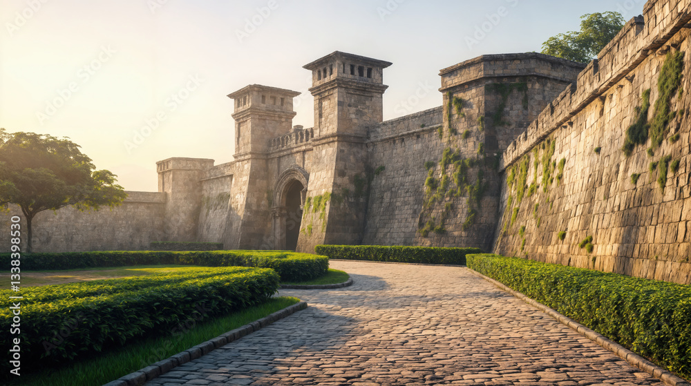 Fort Santiago in Manila, Philippines, a historic stone fortress with ...