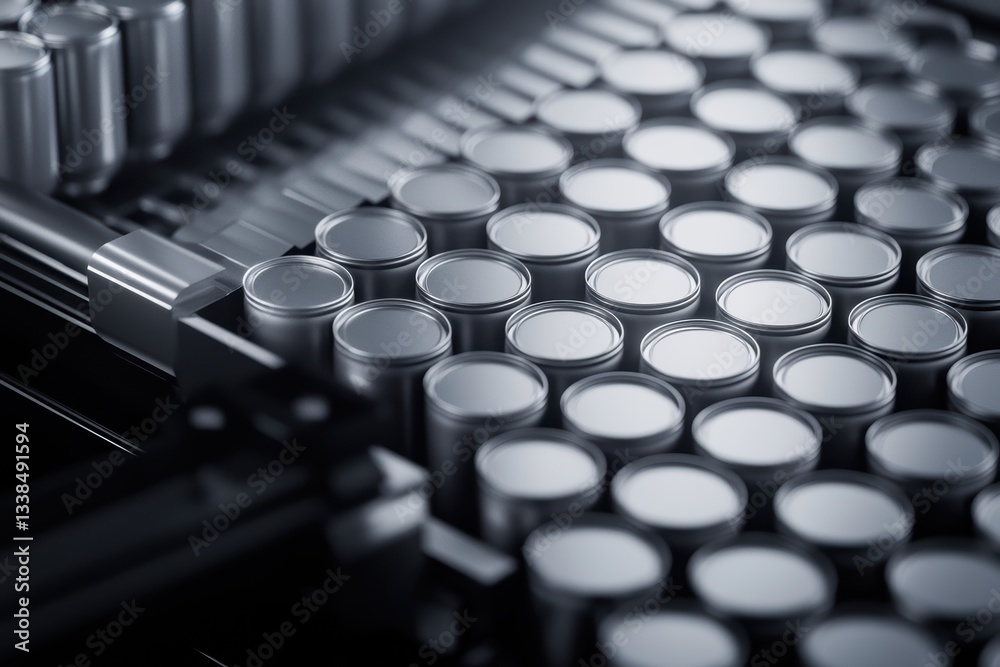 Bird s-eye view of a food production facility, factory robots handling ...