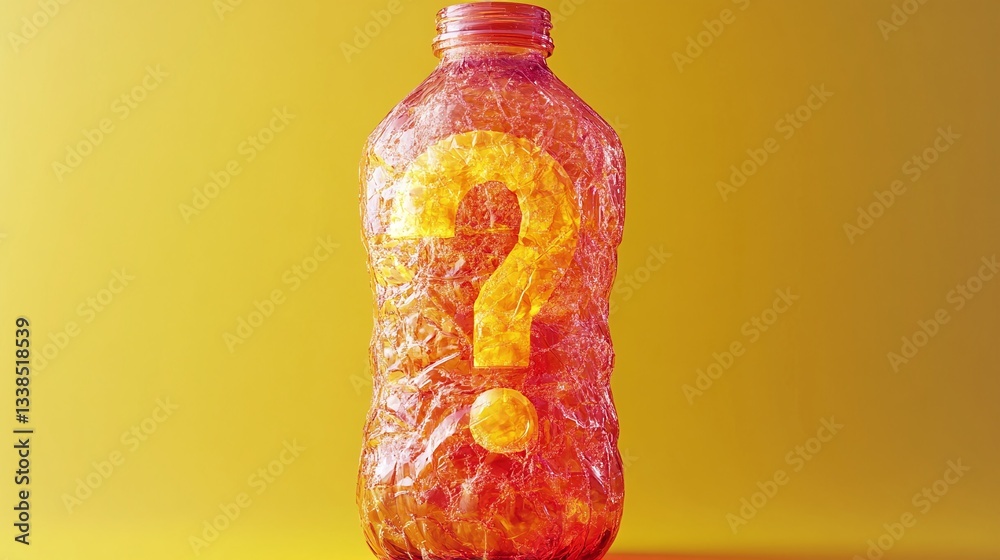 plastic bottle with exclamation mark, excessive use of plastics ...