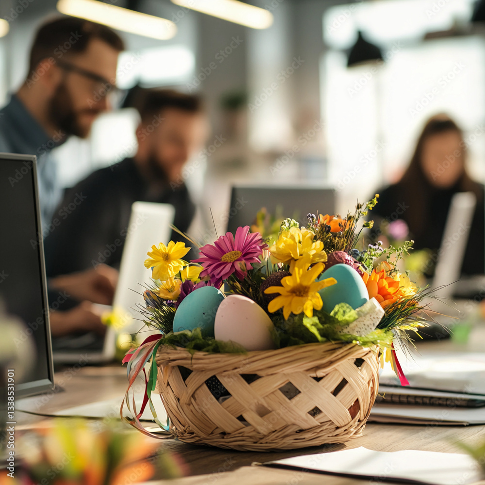 Colorful Easter centerpiece brightens office space during festive ...